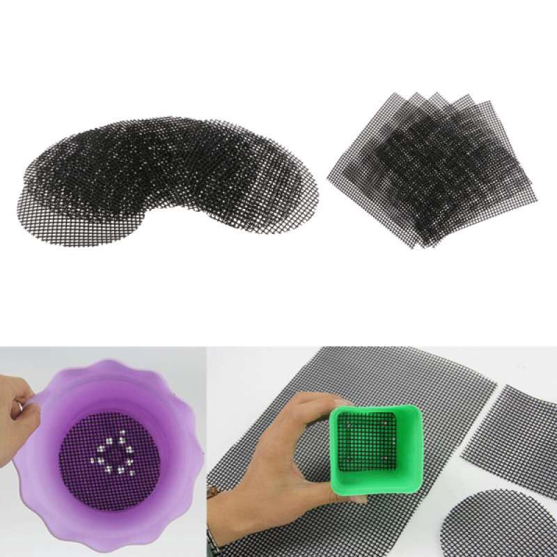 Jual 15Pcs Cuttable Plastic Plant Drainage Mesh Sheet Bonsai Pot Tool ...