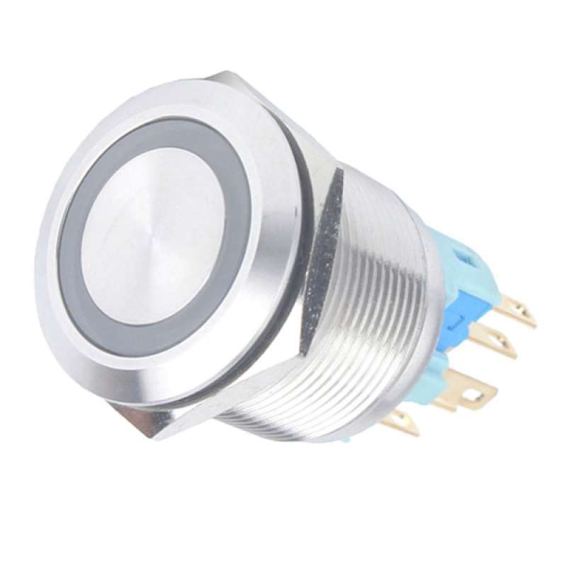 Jual 22mm 12V LED Stainless Steel Push Button Switch Self-reset Car 6 ...