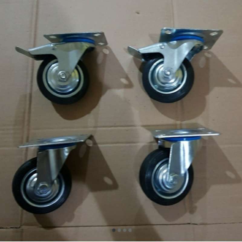 Promo Roda Karet Hidup Dengan Rem 5 Roda Karet Hidu+ Rem (isi 4pc ...