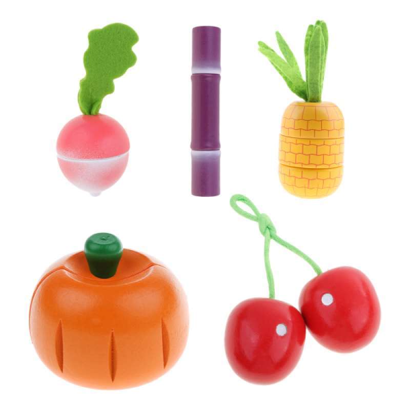 Jual 5 Types Magnetic Pretend Cutting Food Vegetables and Fruit Model ...