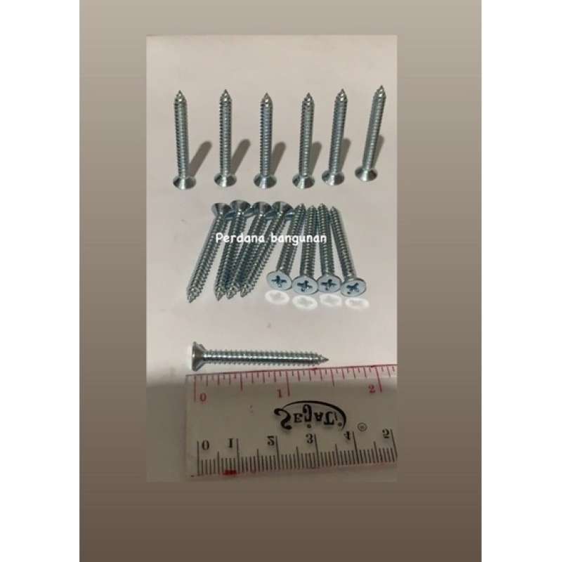 Jual Skrup Cacing 11/2x8 | Baut Cacing | Skrup Kayu Isi 50 Pcs Di ...