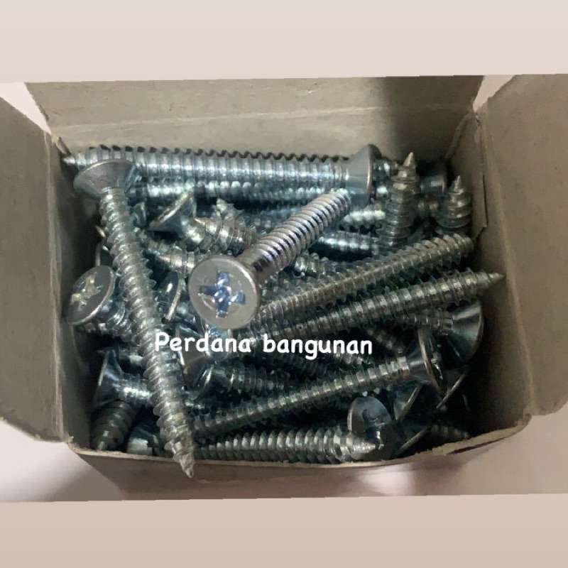 Jual Skrup Cacing 11/2x8 | Baut Cacing | Skrup Kayu Isi 50 Pcs Di ...