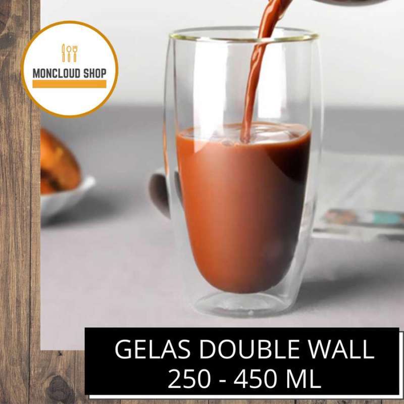 Jual Gelas Kopi Kaca Bening Unik Besar Cafe Anti Panas Double Wall Coffee di Seller Moncloud ...