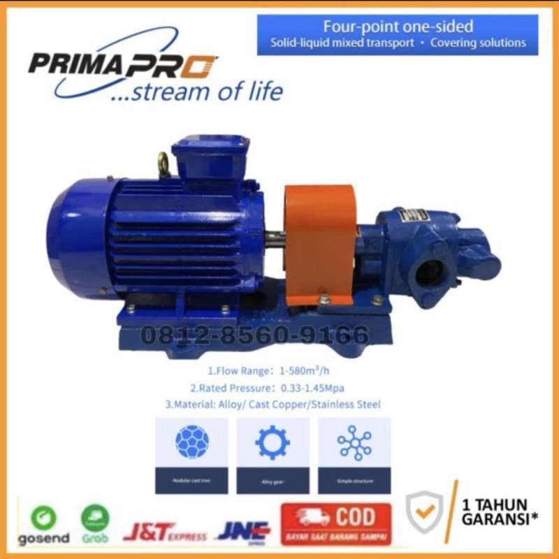 Jual Pompa Oli Gear pump Type RK 55liter/menit merk Rotor 1,5kw 2hp ...