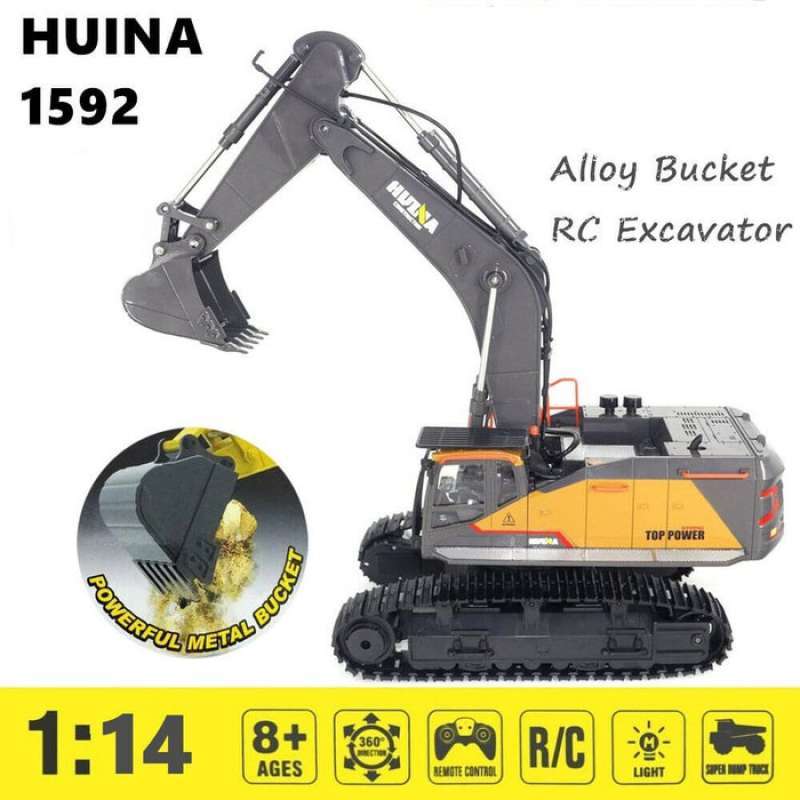 Jual HUINA 1592 rc excavator besi diecast mainan remote alat berat ...
