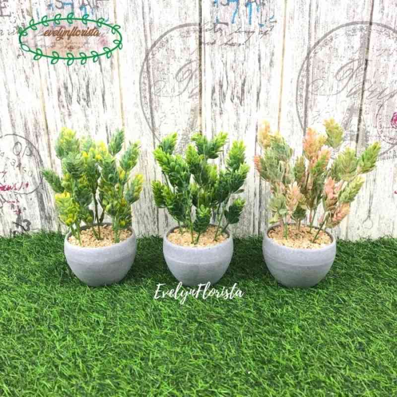 Promo Bunga Pinus Latex Artificial Vas Batu Melamine Tanaman Hias ...