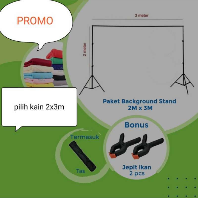 Promo PAKET VLOG ZOOM YOUTUBE BACKGROUND FOTO STUDIO 2X3M PLUS KAIN ...