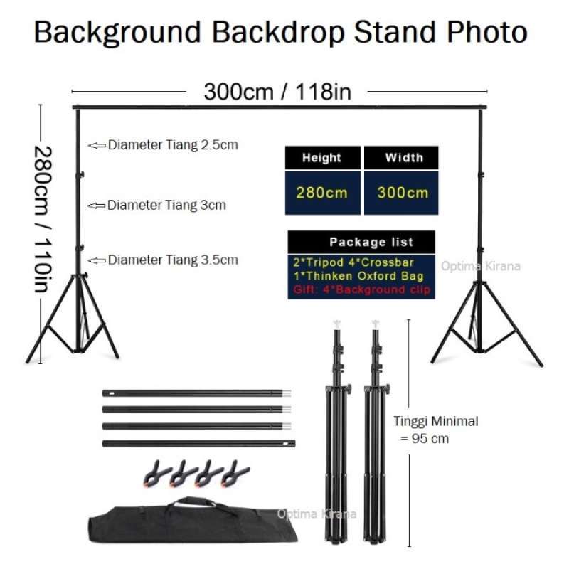 Jual TRIPOD STAND 2.8X3 M BACK GROUND BACKDROP TIANG KAIN FOTO GREEN ...