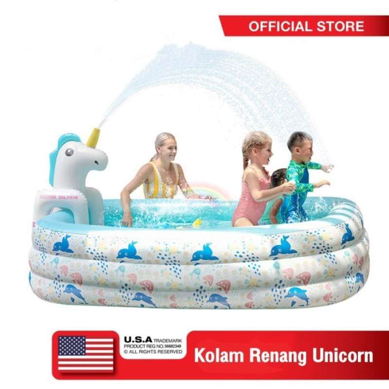 Jual Doctor Dolphin Square Inflatable Giant Pool Kids Pool Rubber ...