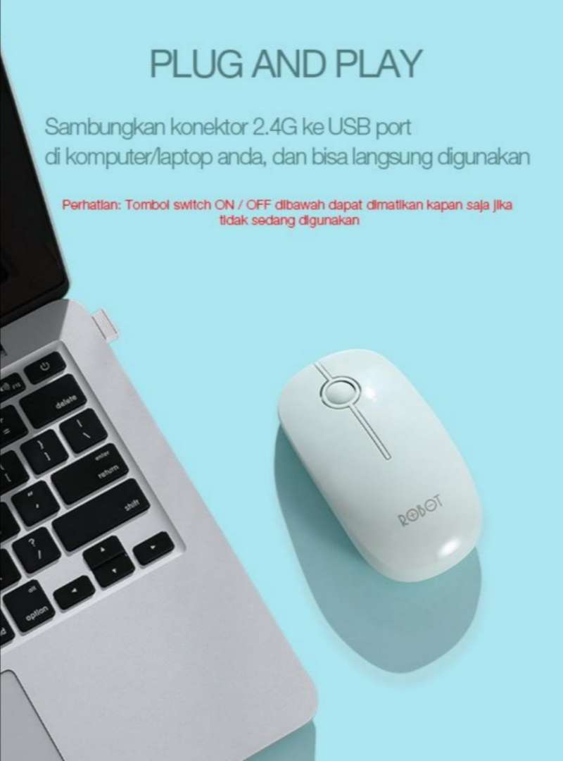 Jual Ns - Mouse Wireless Silent Click Robot 1600 Dpi - Optical Mouse ...