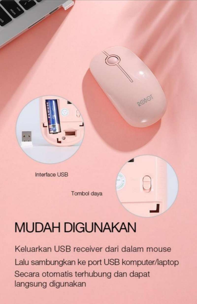 Jual Ns - Mouse Wireless Silent Click Robot 1600 Dpi - Optical Mouse ...