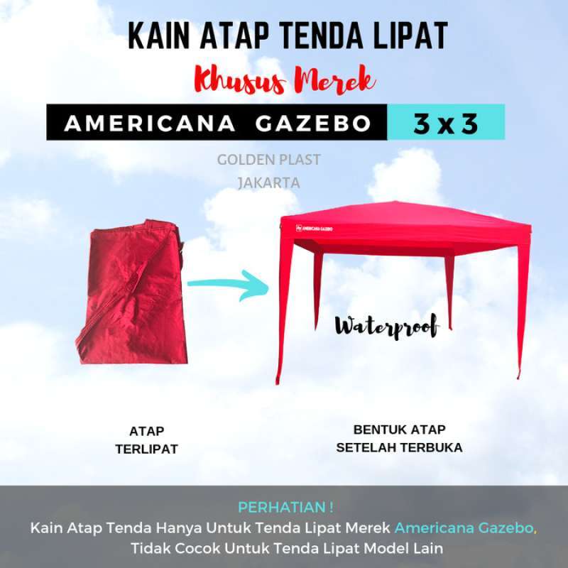 Promo Atap Tenda Lipat Americana Gazebo 3x3 ( Hanya Atap Terpal Saja ...