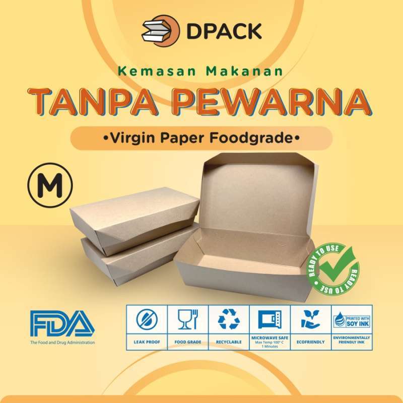 Jual Paper Lunch Box Ukuran M FoodGrade Bahan PREMIUM Natural Paper di Seller Dpack Tangerang ...