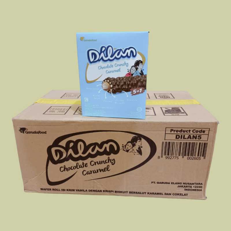 Jual Dilan Crunchy Choco Caramel Wafer Roll Stick Coklat [12 Pcs/box ...