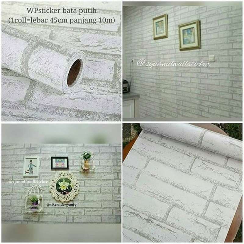 Promo Wallpaper Sticker Dinding Motif Bata Putih Diskon 23% di Seller ...