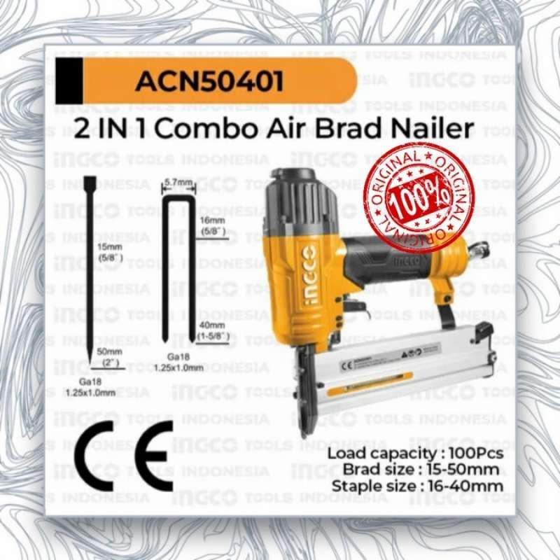 Promo Staples Paku Tembak Angin 2 in 1 Combo Air Brad Nailer INGCO ...