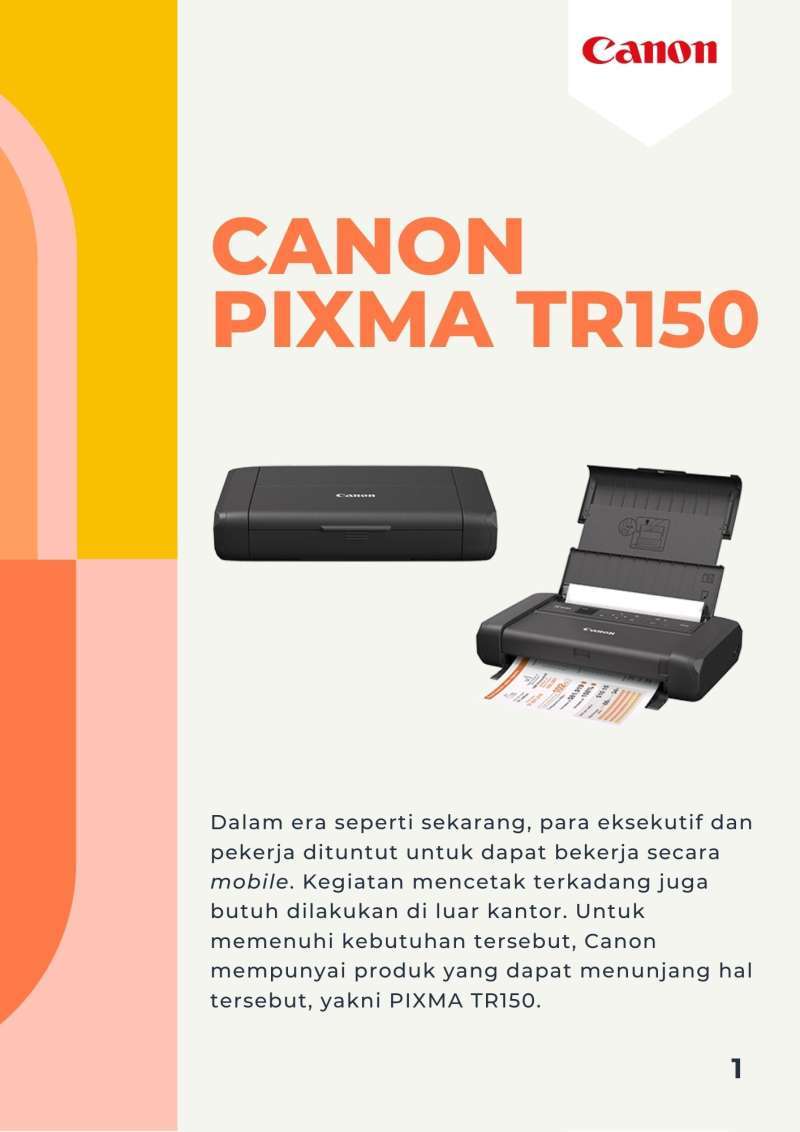 Jual Canon Pixma Mobile Printer Wireless Portable Tr150 Tr-150 Di ...