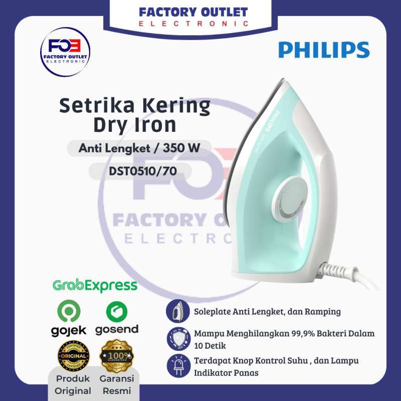 Promo Philips Dst0510/70 Setrika Kering Dry Iron Anti Lengket Diskon 3% ...
