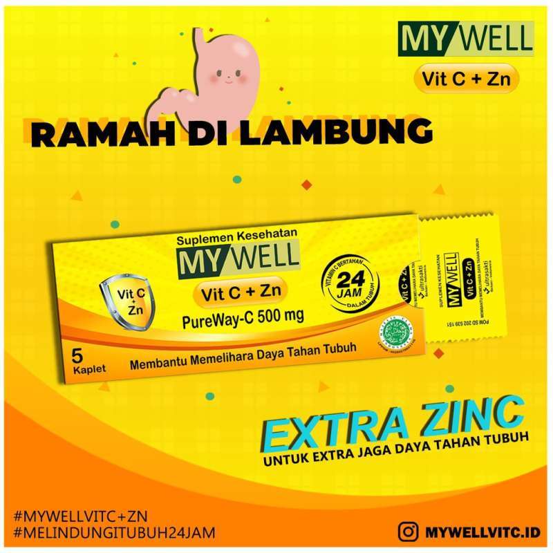 Promo My Well Vitamin C + Zn Pureway-c 500mg [5 Kaplet] Diskon 17% Di ...