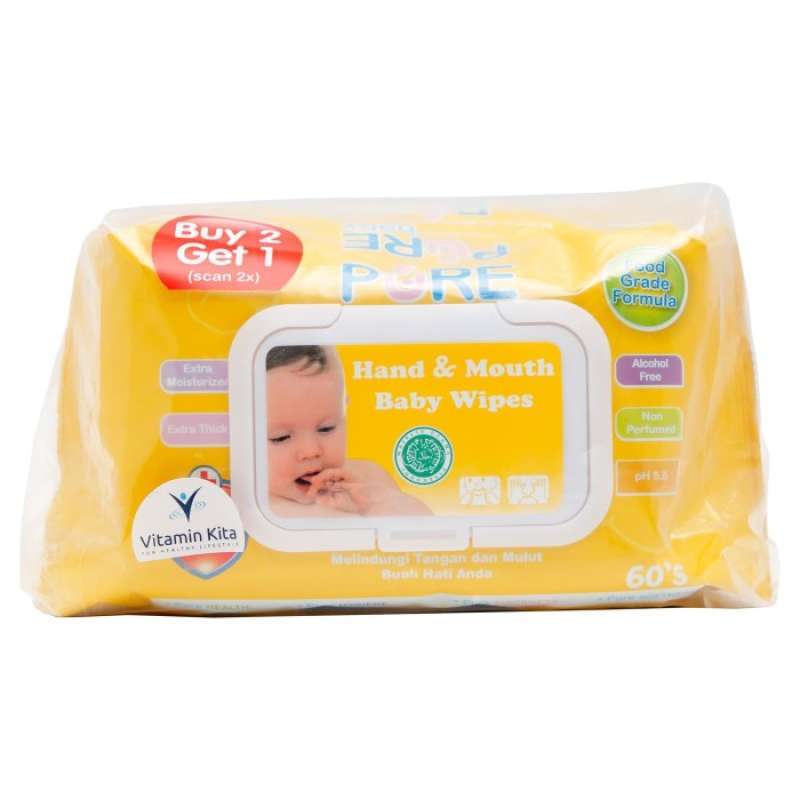 Jual Pure Baby Hand And Mouth Baby Wipes [60S Orange Chamomile Buy 2 ...