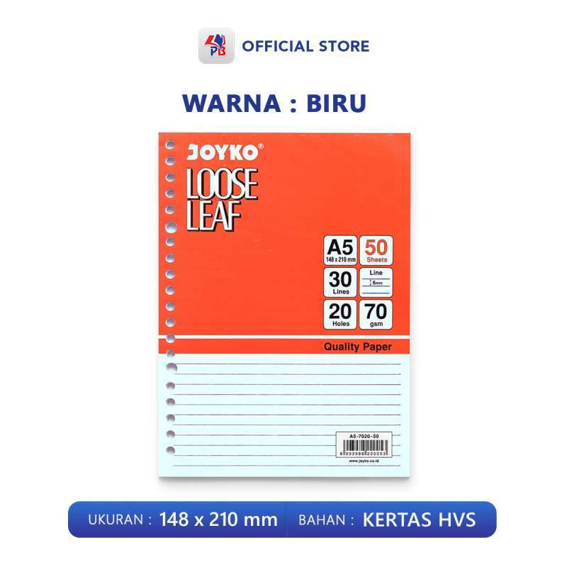 Jual Isi Binder Loose Leaf Joyko Warna Per Pack Isi 50 Lembar Ukuran A5 ...