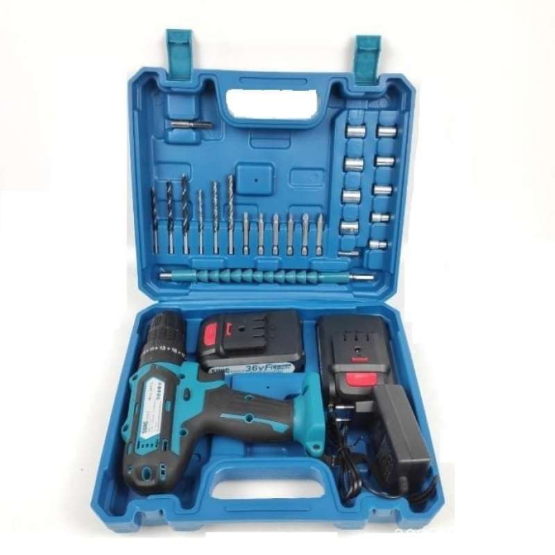 Jual CORDLESS 36V BOR IMPACT DRILL KAYU BESI TEMBOK SET 36 V di Seller ...