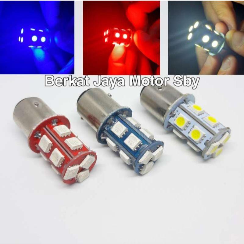 Jual LAMPU LED REM STOP BAYONET 13 MATA STROBO KEDIP MOBIL MOTOR KAKI 2 ...