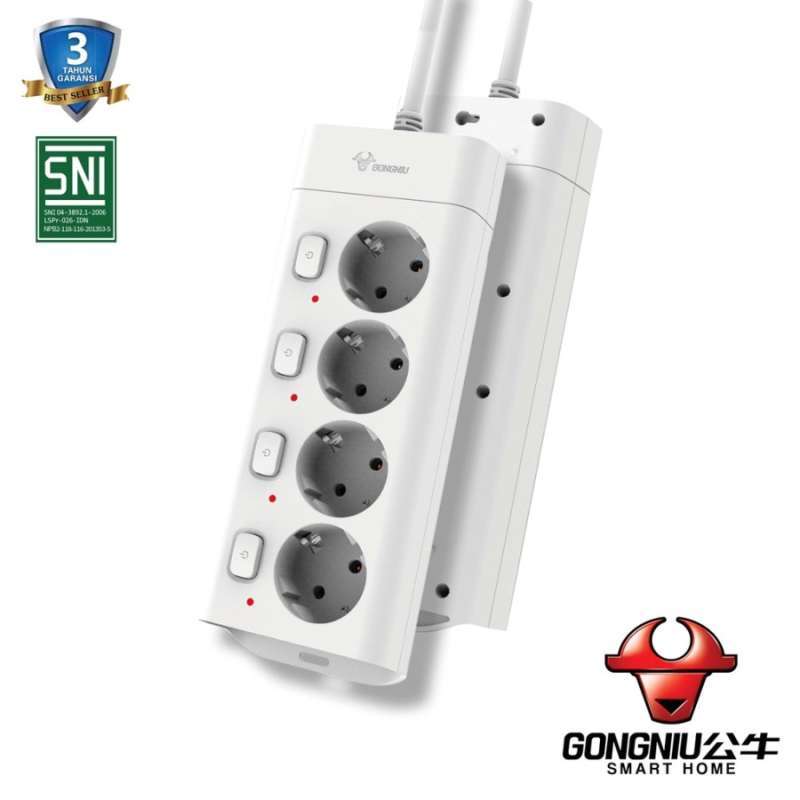 Jual Goneo Gongniu Stop Kontak Power Strip Plug 4 Lubang Switch Kabel 1 ...