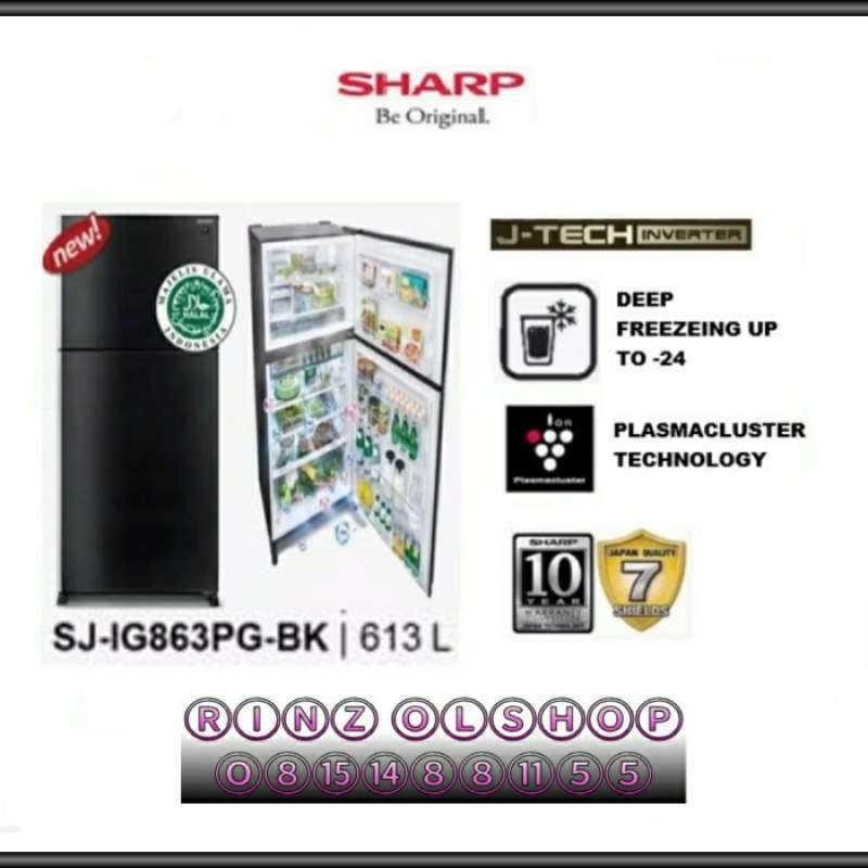 Promo Kulkas Sharp Sj-Ig863 J-Tech Inverter 2 Pintu Plusmacluster ...