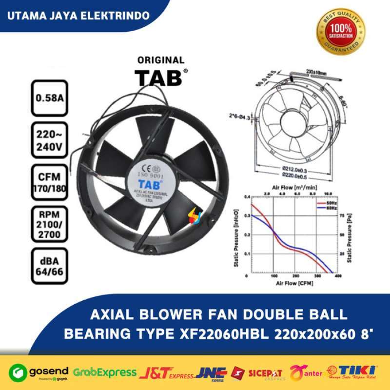 Promo Panel Cooling Fan 8 in AC 220V Ball Bearing TAB XF22060HBL - Kuat ...