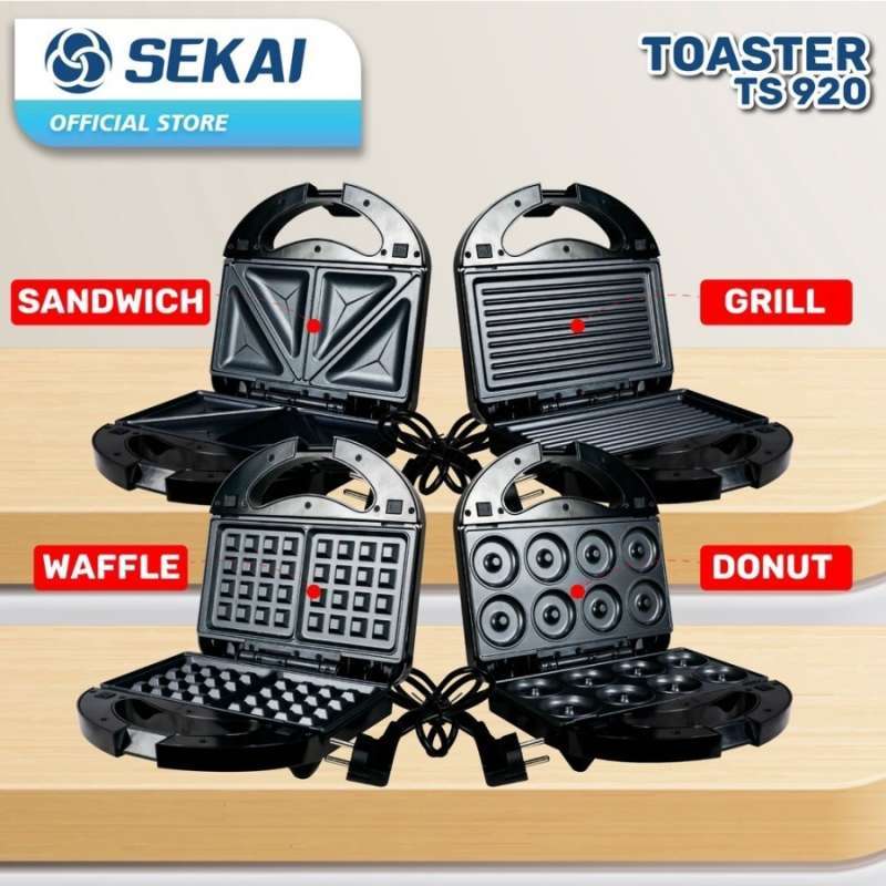 Jual Sekai Ts 920 4in1 Sandwich Maker Toaster Pemanggang Roti Waffle Di ...