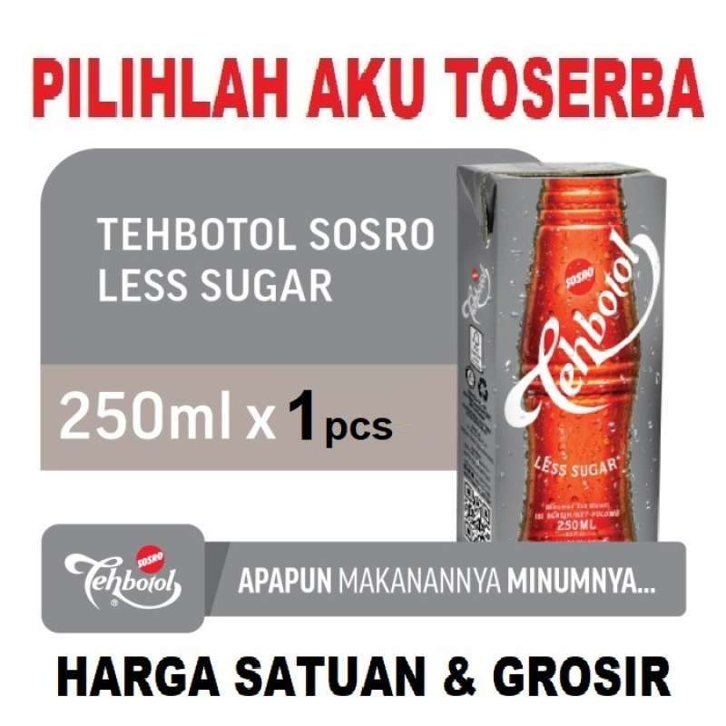 Promo Teh Botol Sosro Kotak LESS SUGAR 250 ml - ( HARGA SATUAN ) Diskon ...