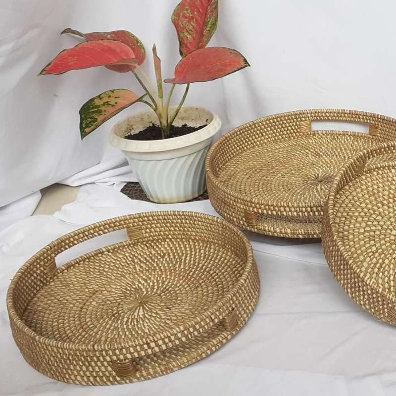 Jual Nampan rotan rattan bulat oval baki handmade lombok di Seller NTN ...
