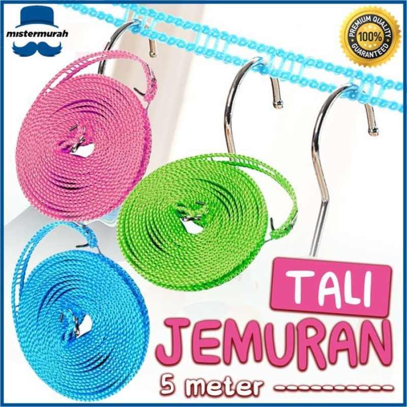 Promo TALI JEMURAN BAJU CELANA PAKAIAN 5 METER WARNA UNIK PRAKTIS BIRU ...