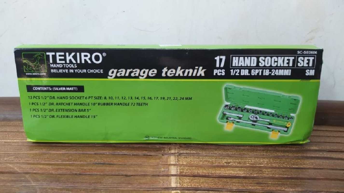 Jual Tekiro Socket Set 17 Pcs 1/2 Inch 12 Pt 8 - 24 Mm Box Plastik Di ...