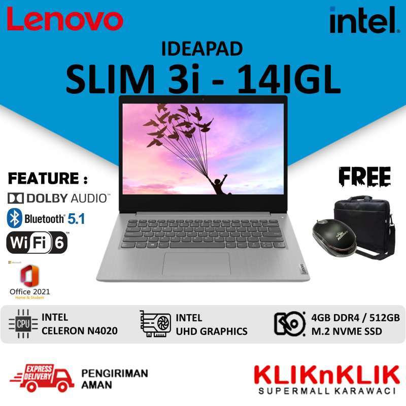 Jual LAPTOP LENOVO IDEAPAD SLIM 3i 14 INTEL N4020 4GB 512GB SSD 14 FHD WIN 10 HOME + OHS di ...