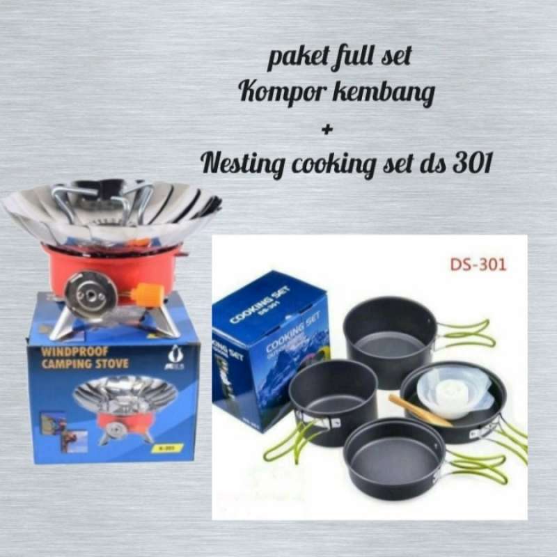 Promo paket alat masak camping kompor kembang dan nesting cooking set ...
