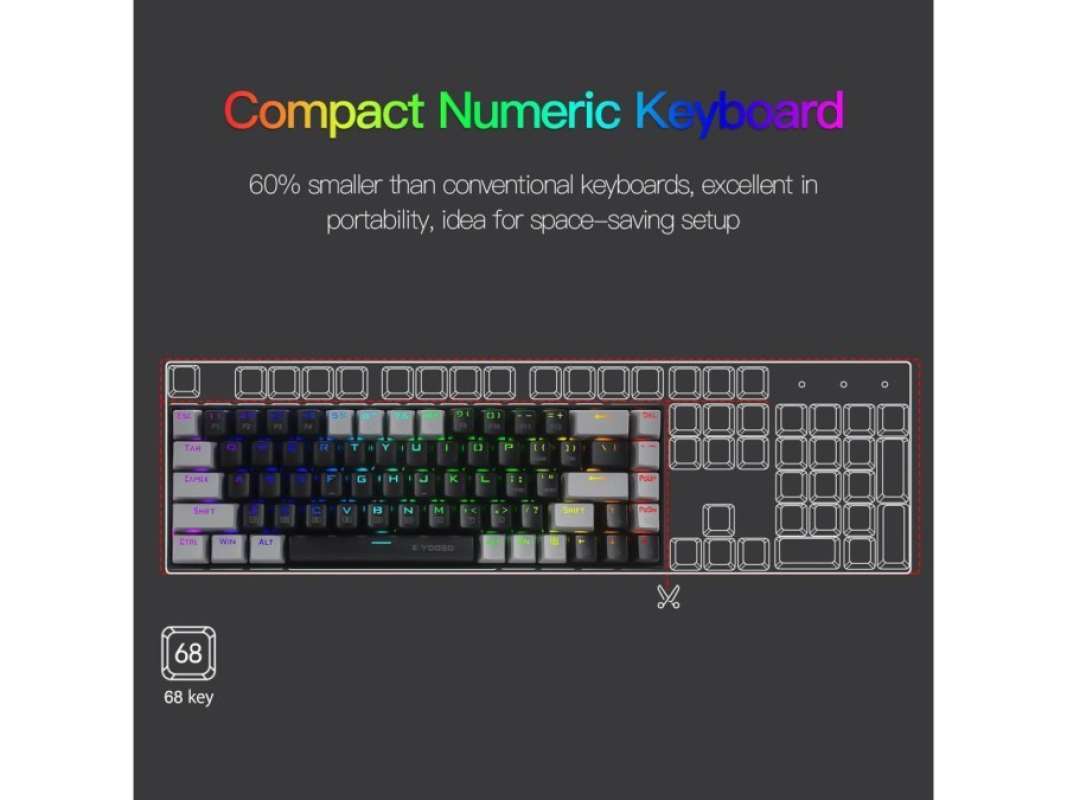 Jual Eyooso Z686 60% Wired Rgb Gaming Keyboard E-yooso Z-686 68 Keys Di ...