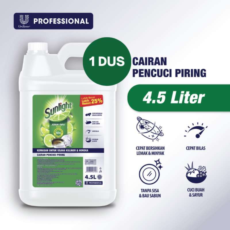 Promo Sunlight Professional Jeruk Nipis Jerigen 4.5 Liter | 4.5 L | 4500 ml [ 1 Dus isi 3 ...