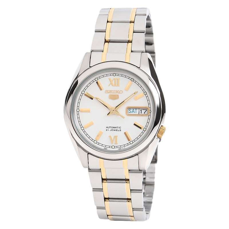 Promo Seiko 5 SNKL57K1 Automatic 21 Jewels White Dial Dual Tone ...