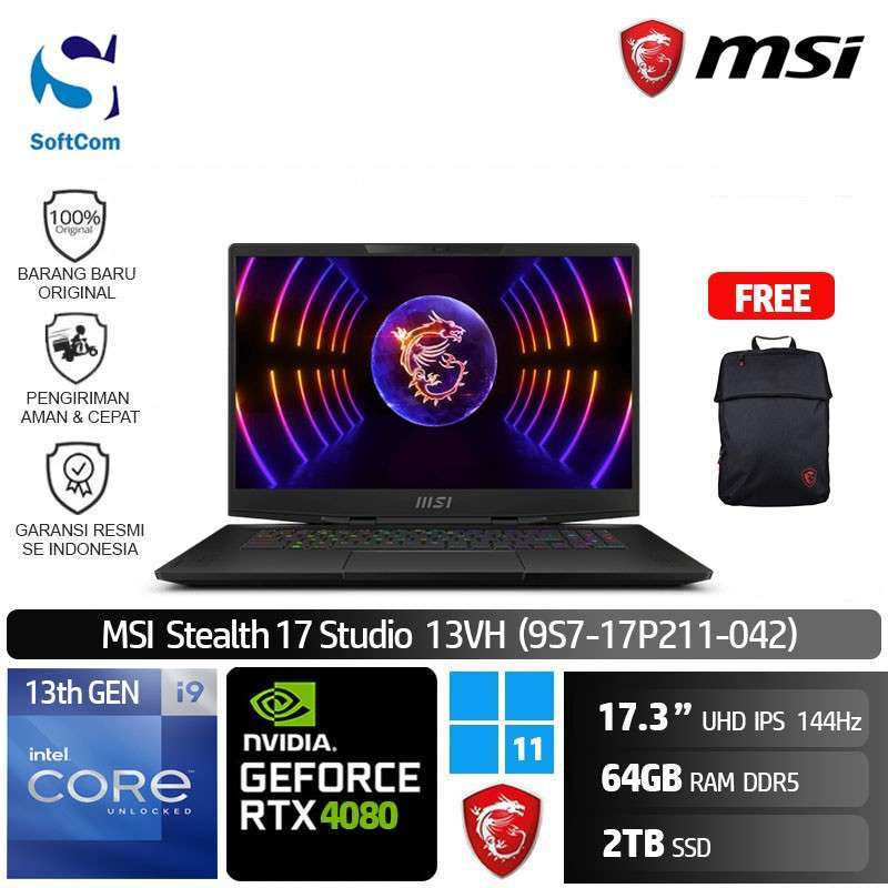 Promo MSI Stealth 17 Studio A13VH 042 Laptop Gaming [Core i9-13900H ...