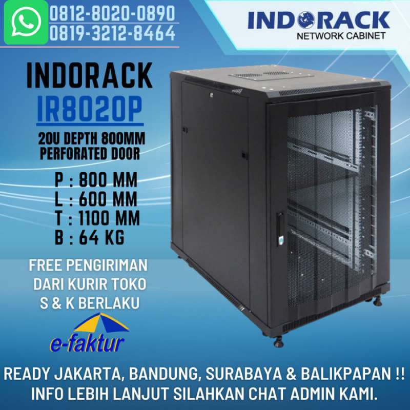 Jual INDORACK CLOSE RACK 20U DEPTH 800MM PERFORATED DOOR - IR8020P di ...