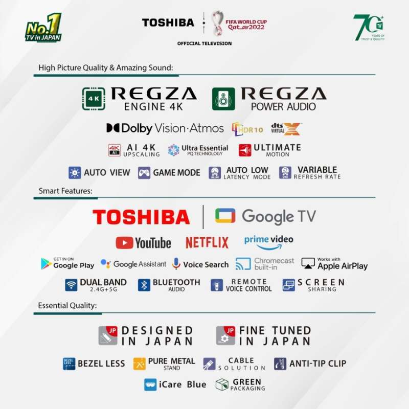 Jual Toshiba 65c350lp 4k Uhd Hdr Smart Google Tv 65 Inch 65c350 Di Seller Station Electronic ...