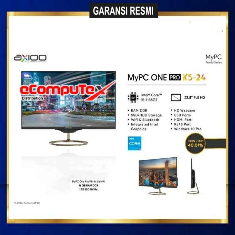 Jual Pc Aio Axioo Mypc One Pro K5 (16n9-24) Ram 16gb/ 1 Tb Nvme Core I5 Pc Aio 24 Tkdn Garansi ...