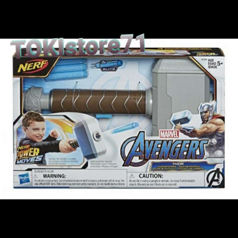 Promo NERF Power Moves Thor Hammer Strike Toy - Kids Roleplay Toy ...