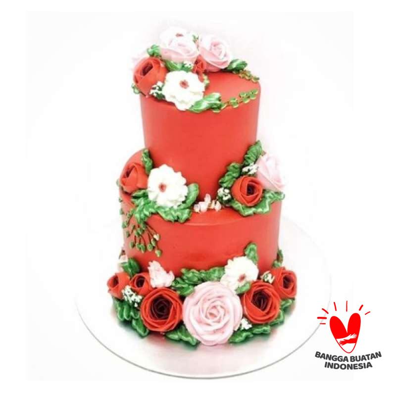 Jual Nata Cake Kue Tart Butter Cream 312(ukuran atas 16 cm ukuran bawah ...