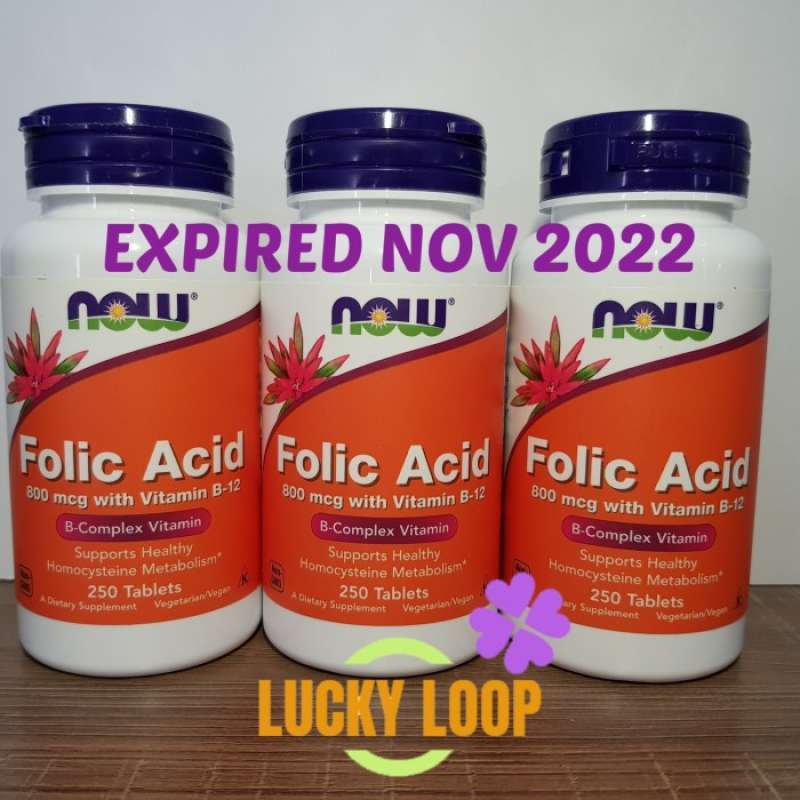 Promo Now Foods Folic Acid Asam Folat Now Asam Folat with B12 250 ...