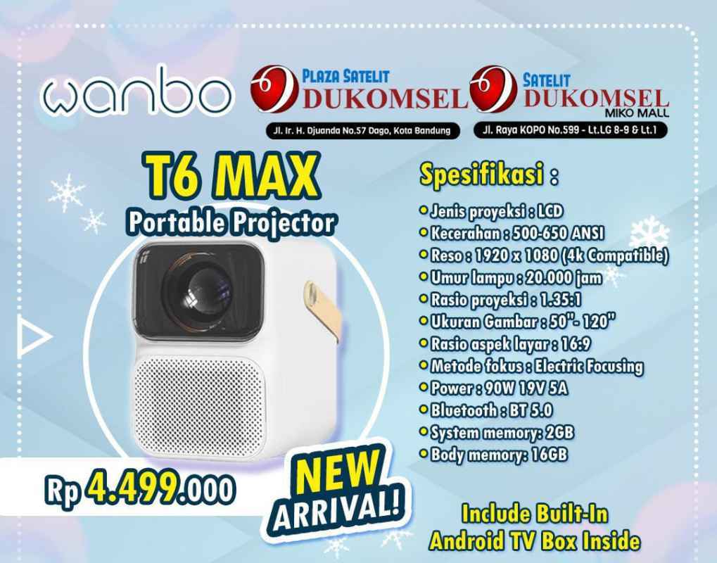 Jual Proyektor Wanbo T6 Max Android 9.0 1080p Fhd 4k Smart Mini ...