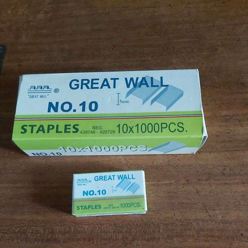 Jual Isi Staples kecil Great Wall no 10 1 kotak kecil di Seller ...
