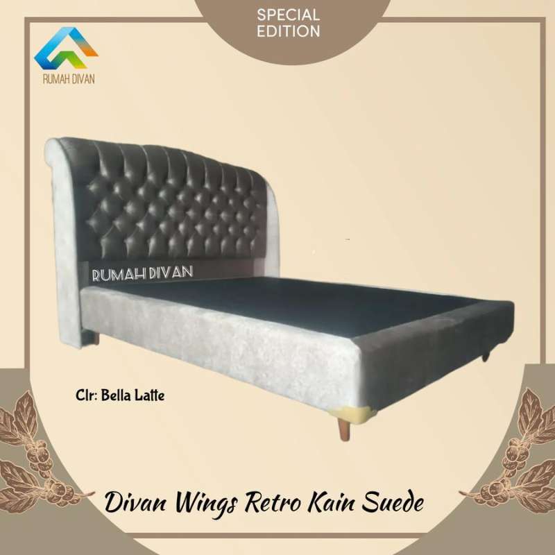 Jual RUMAH DIVAN DIPAN TEMPAT TIDUR MODEL SANDARAN RETRO POLOS KAIN SUEDE ALAS KASUR SPRINGBED ...